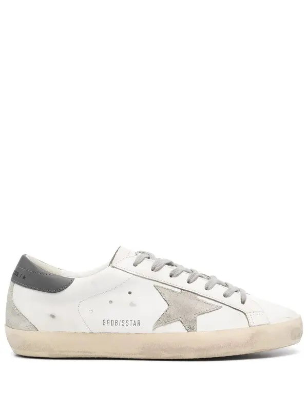 GOLDEN GOOSE Distressed Leather Sneakers With Signature Star Side Patch - Bianco