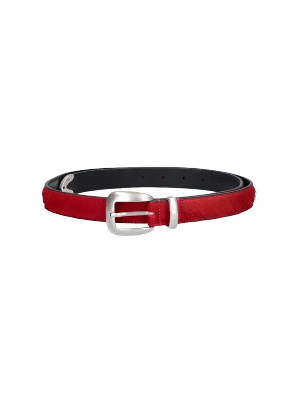 MOLEBO Leather Belt With Metal Buckle - Red