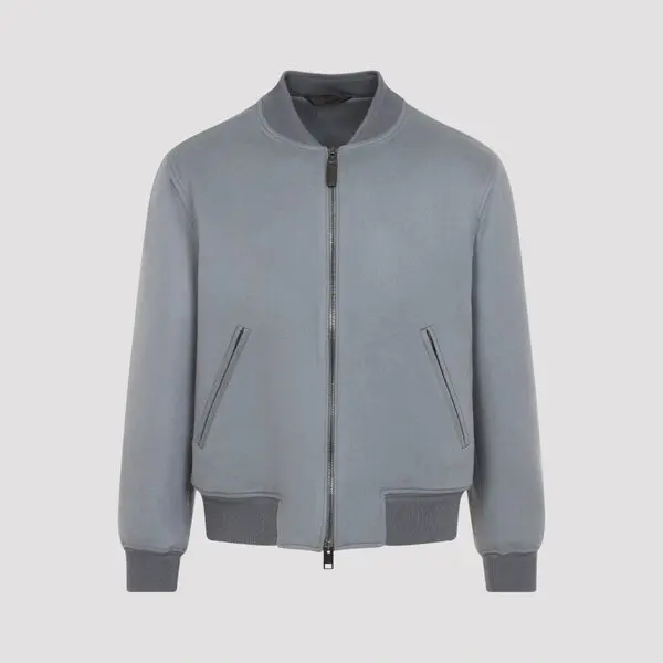 Brioni Knit Bomber Jacket In Wool & Cashmere - Metallic