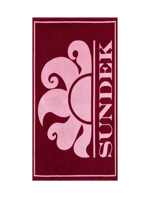 Sundek Beach Towel With Logo And Trim Mini Size - Deep Scarlet