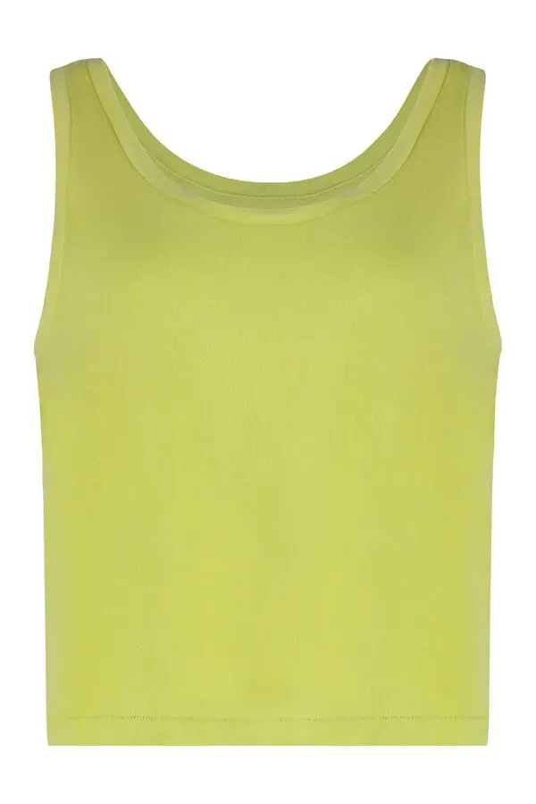 The Great. Ribbed Edge Cotton Tank Top Mini - Green