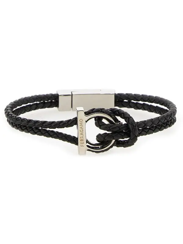 FERRAGAMO Inspired Gancini Hook Bracelet - Black