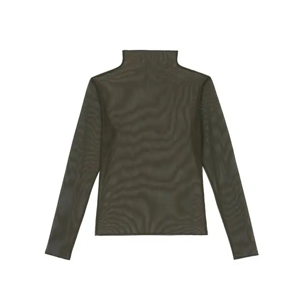 THE FRANKIE SHOP Tulia Long Sleeve Mesh Tee - Khaki