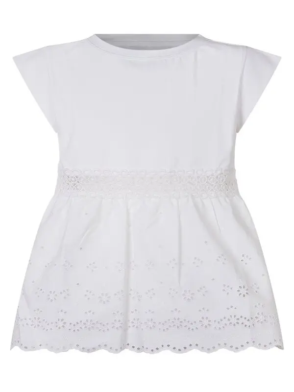 Monnalisa Sangallo-style Embroidered Tee