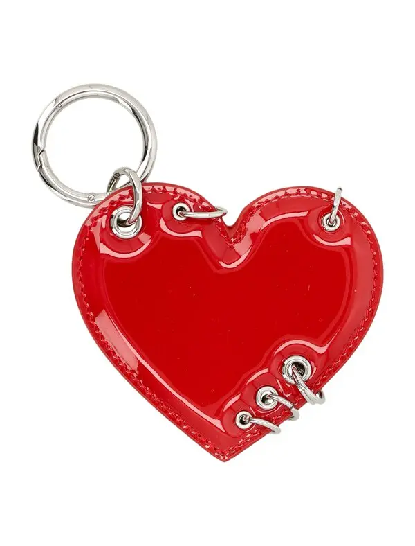 JUSTINE CLENQUET Heart Mini Leather Keychain With Silver-tone Hardware - Lipstick Red