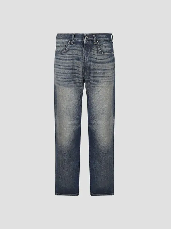 HAIKURE Achilles Double-breasted 100% Cotton Denim Jacket - Mid Blue