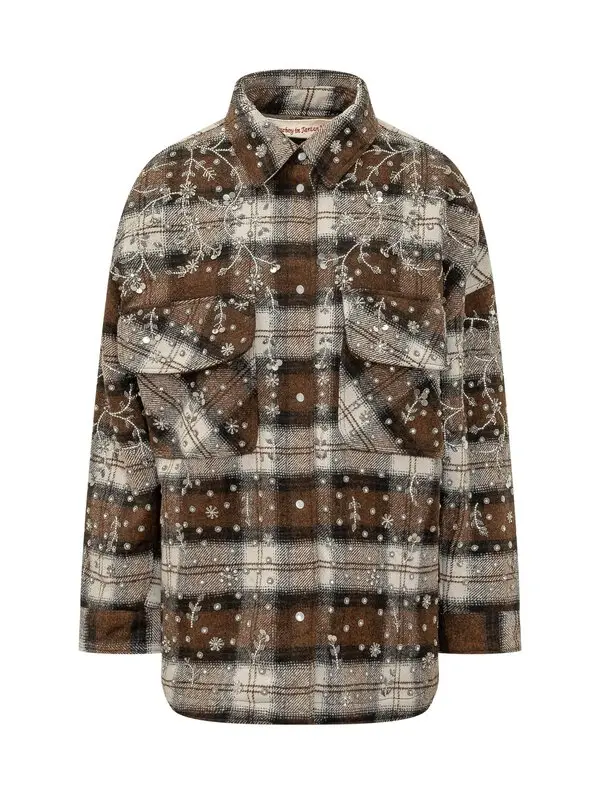 SPACE COWBOY Embroidered Plaid Shirt