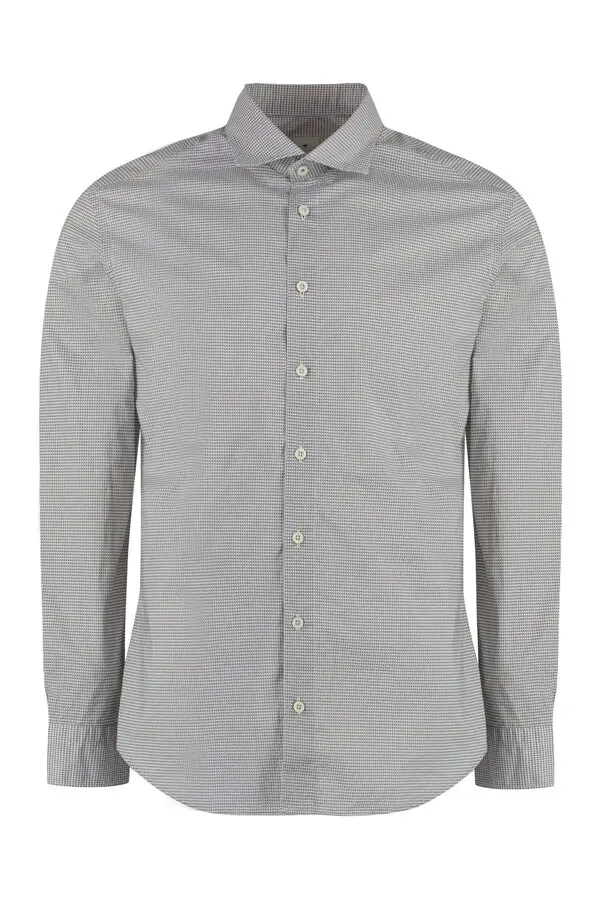BASTONCINO Rounded Hem Printed Cotton Shirt - White