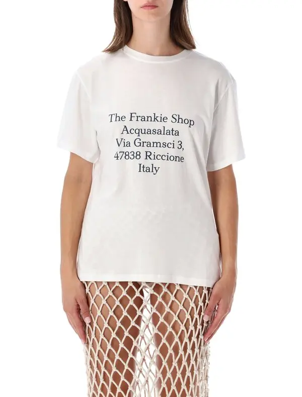 THE FRANKIE SHOP Graphic Oversized T-shirt - White/cobalt