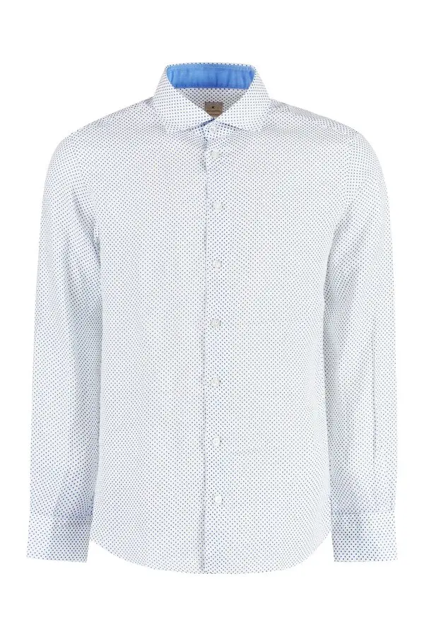 BASTONCINO Printed Cotton Shirt With Decorative Charms Detail - White