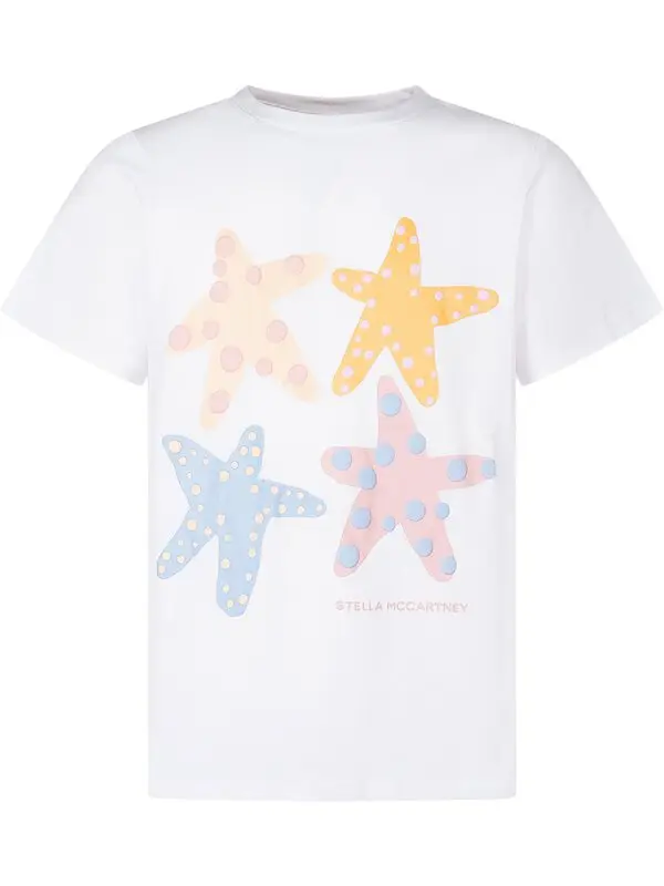 Stella McCartney Mini T-shirt With Artistic Print And Round Neck - White