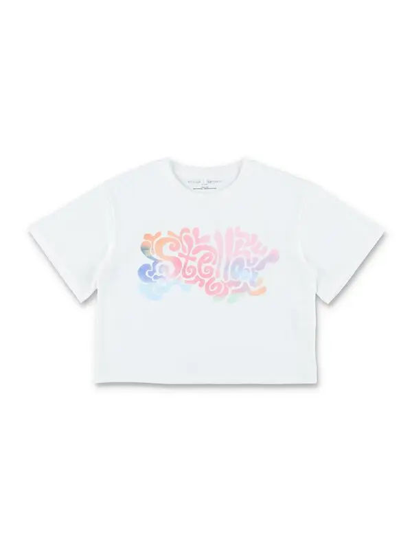 Stella McCartney Mini Cropped T-shirt With Psychedelic Logo Print