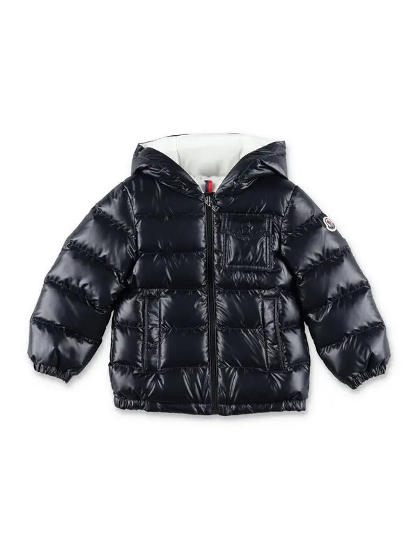 Moncler Mini Hooded Glossy Down Puffer Jacket - Blu