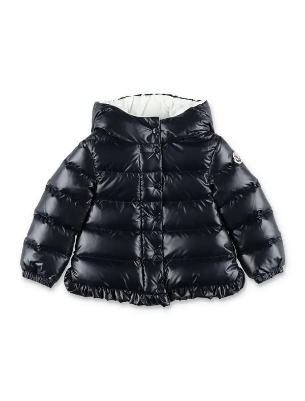 Moncler Mini Tazui Recycled Polyester Down Jacket With Ruffle Hem - Blu