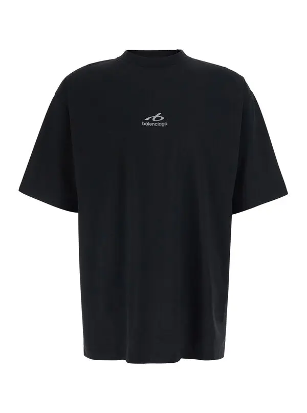 Balenciaga Oversized Graphic Cotton T-shirt - Black