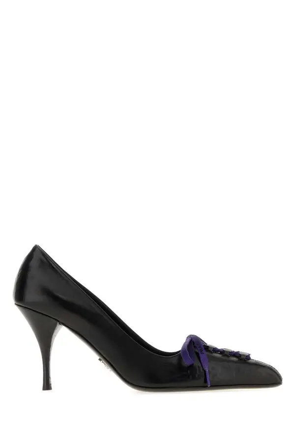 Prada Mini Heel Leather Pumps 9 Cm - Black