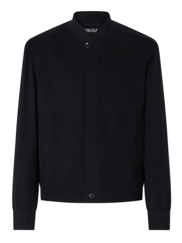 Zegna Cashmere Ribbed Bomber Jacket With Water-repellent Finish