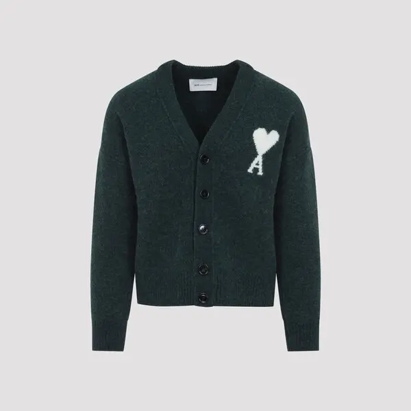 AMI Paris Alpaca Cardigan Sweater - Green