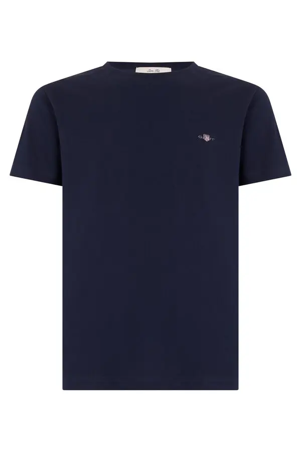 Gant Slim Fit Cotton T-shirt In Dark - Blue