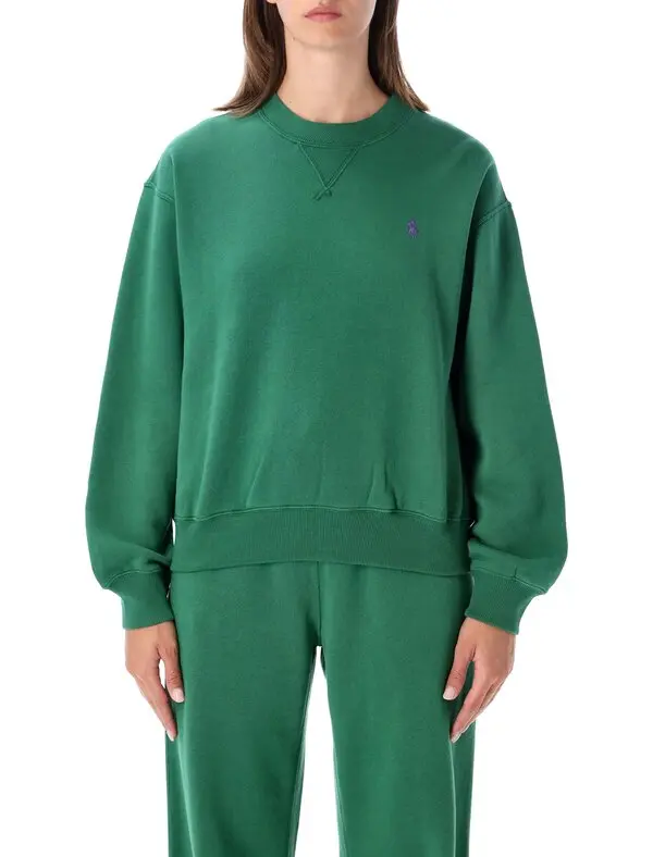 Polo Ralph Lauren Cotton Fleece Sweatshirt With Embroidered Pony - Verde