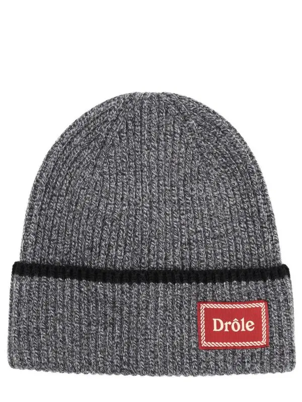 Drole De Monsieur Ribbed Wool Beanie - Grey