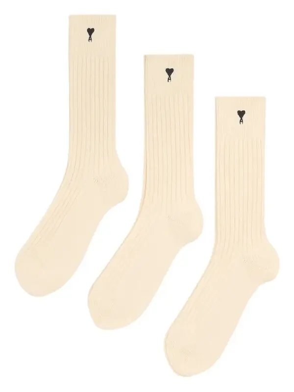 AMI Paris Three Paintck Btheck Socks For
