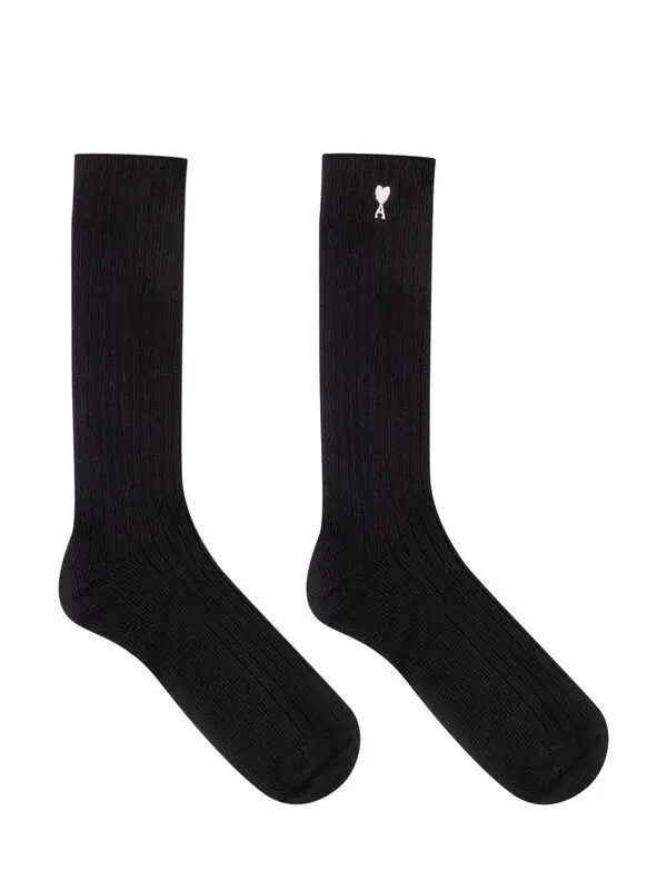 AMI Paris Embroidered Socks - Noir