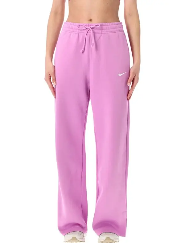 Nike High-waisted Wide-leg Fleece Trousers With Embroidered Logo - Magenta