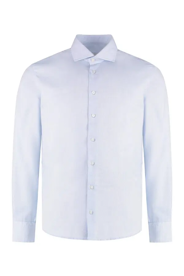 BASTONCINO Rounded Hem Cotton Shirt - Light Blue