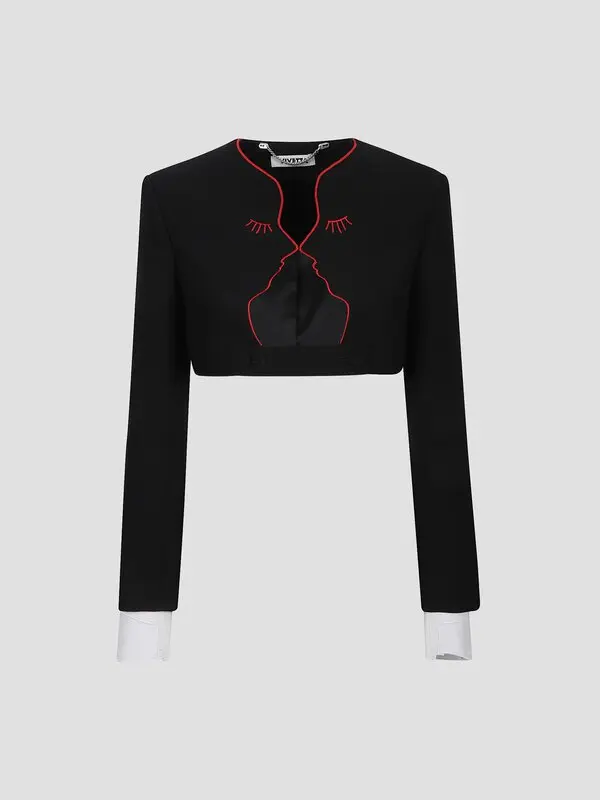 Vivetta Embroidered Crepe-back Satin Jacket - Black