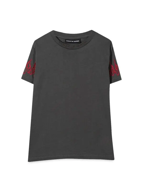 VISION OF SUPER Embroidered Mini Red Flames T-shirt