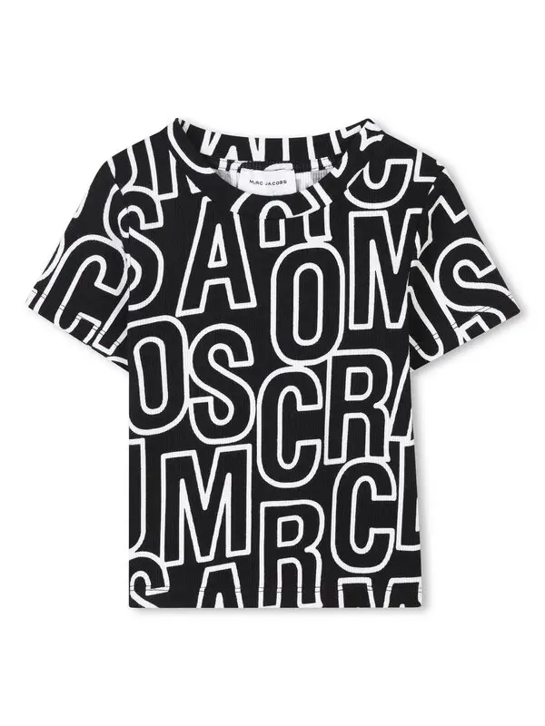 Marc Jacobs All-over Logo Print Short Sleeve T-shirt - Black