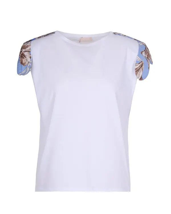 Liu Jo Elegant Wave Lily" T-shirt - Bco/br.bl.wave Lily