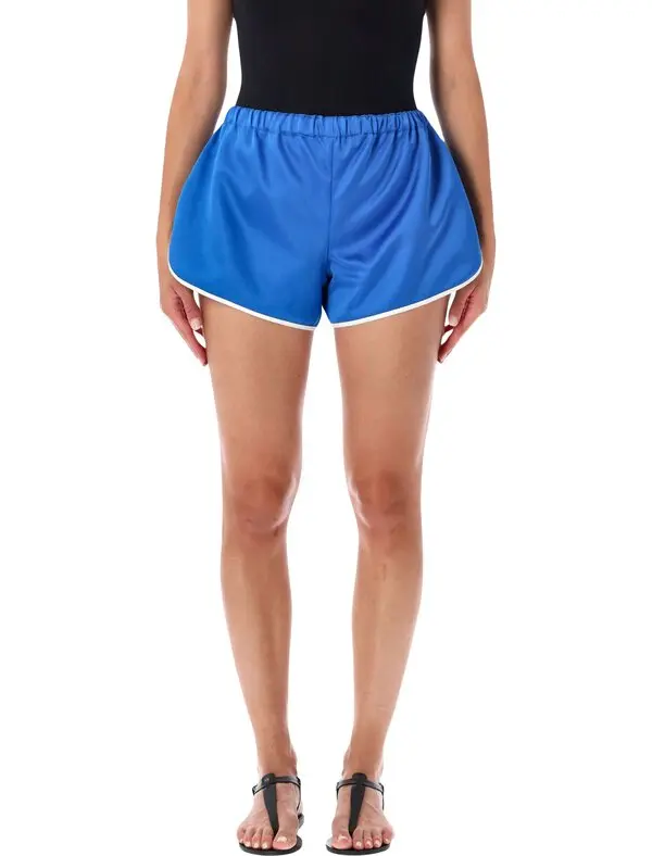 THE FRANKIE SHOP Athletic Shorts With Elastic Waist And Contrast Trim - Blue