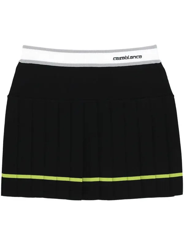 Casablanca Logo Patch Striped Cropped Mini Skirt With Elastic Waist