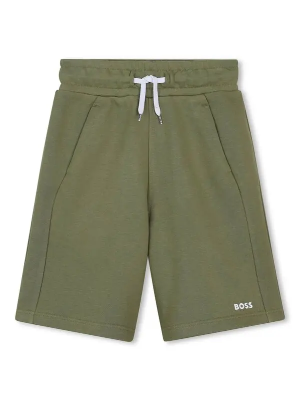 Hugo Boss Regular Fit Bermuda Shorts With Contrasting Logo - Green