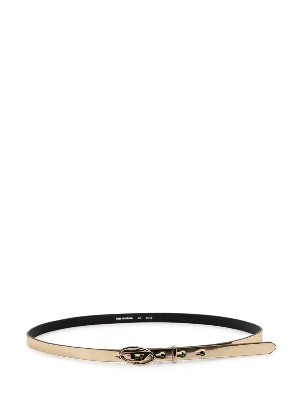DIESEL® Skinny Leather Belt With Logo Buckle - Bianco