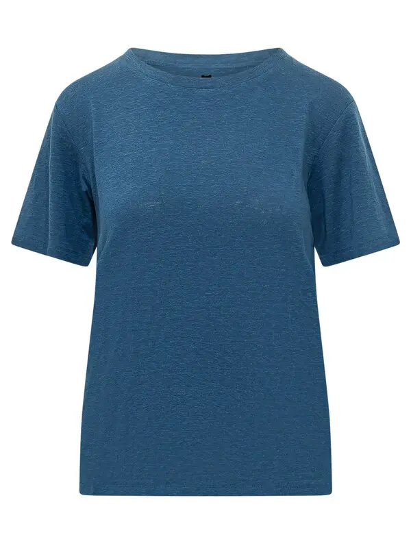 Max Mara Linen Blend Crewneck T-shirt - Oceano