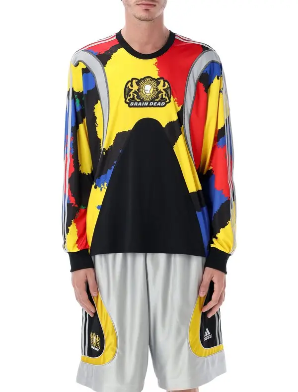 ADIDAS ORIGINALS X BRAIN DEAD Athletic Long-sleeve Top With Multicolor Print - Black