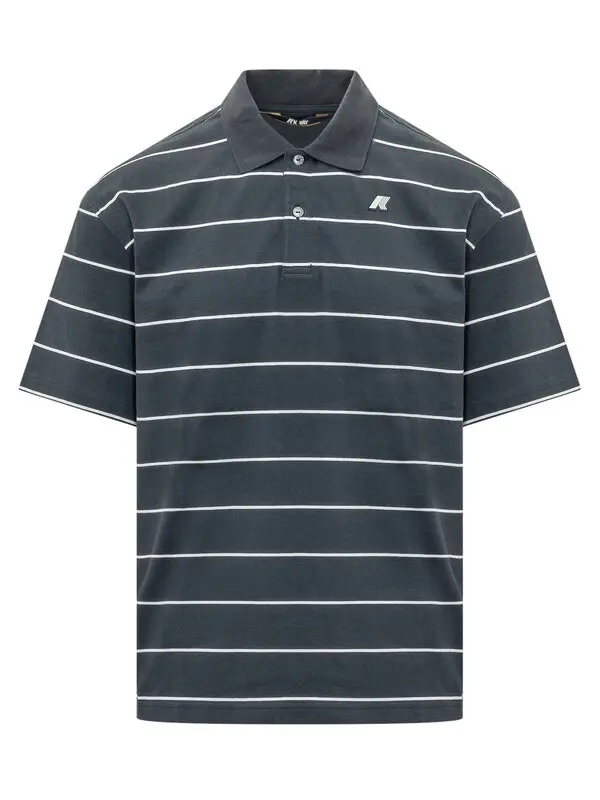 K-WAY Polo With Cut Sleeves - Blue Depth-white