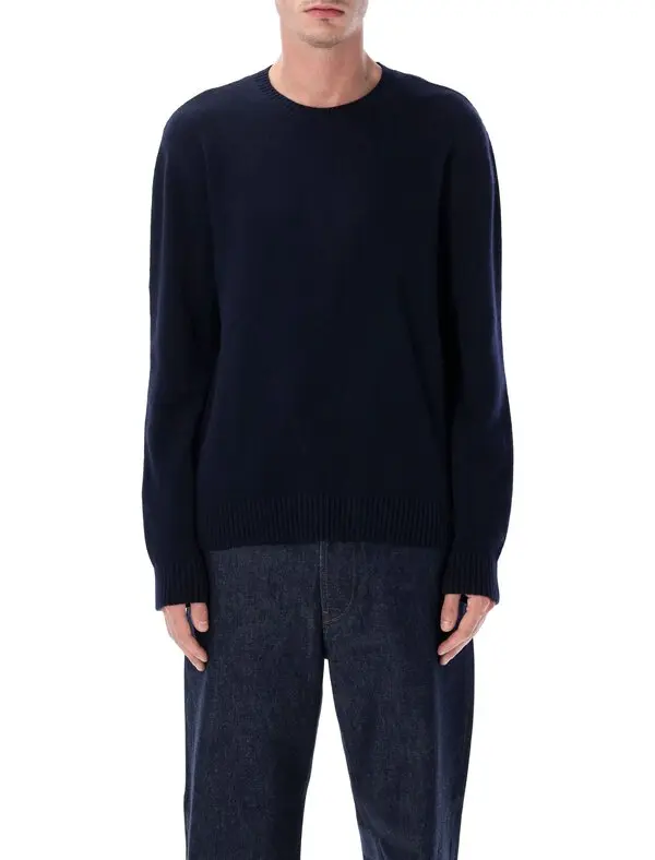 Colorful Standard Recycled Merino Wool Classic Crewneck Sweater With Ribbed Trims - Blu