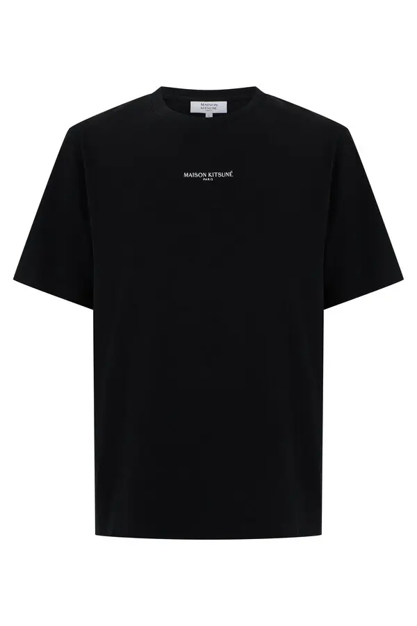 Maison Kitsuné Cotton T-shirt With Printed Logo Regular Fit - Black
