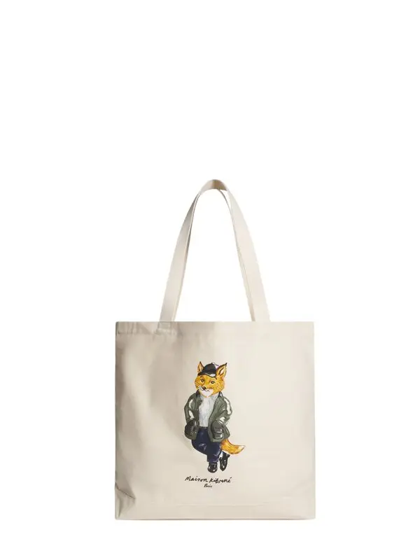 Maison Kitsuné Tote Bag With Fox Print - Ecru