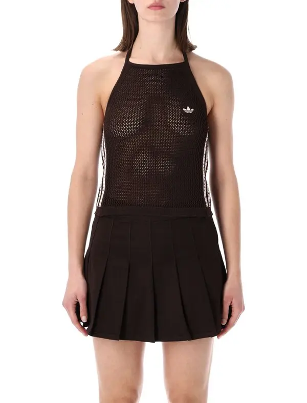ADIDAS ORIGINALS Halter-neck Knit Top For In Slim Fit - Brown