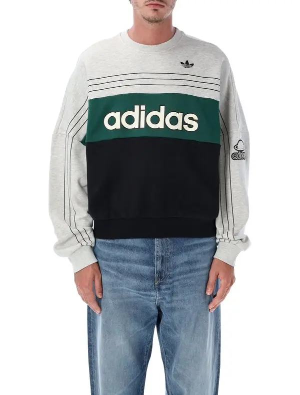 ADIDAS ORIGINALS Oversized Crewneck Sweatshirt In French Terry With Color-block Design - Grigio