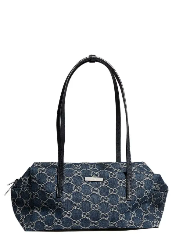 Gucci 14 Cm X 29 Cm X 15 Cm Mini Denim Duffle Bag With Leather Trim & Zip Closure