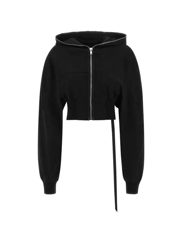 Rick Owens Cropped Heavy T-shirt Zip Hoodie Sweatshirt - Nero