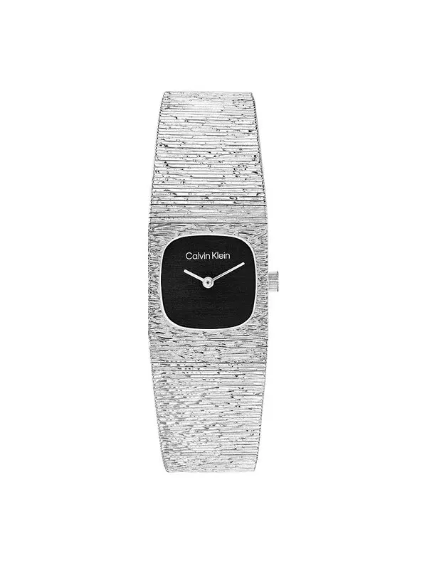 Calvin Klein Square Case Textured Bracelet Watch - Black