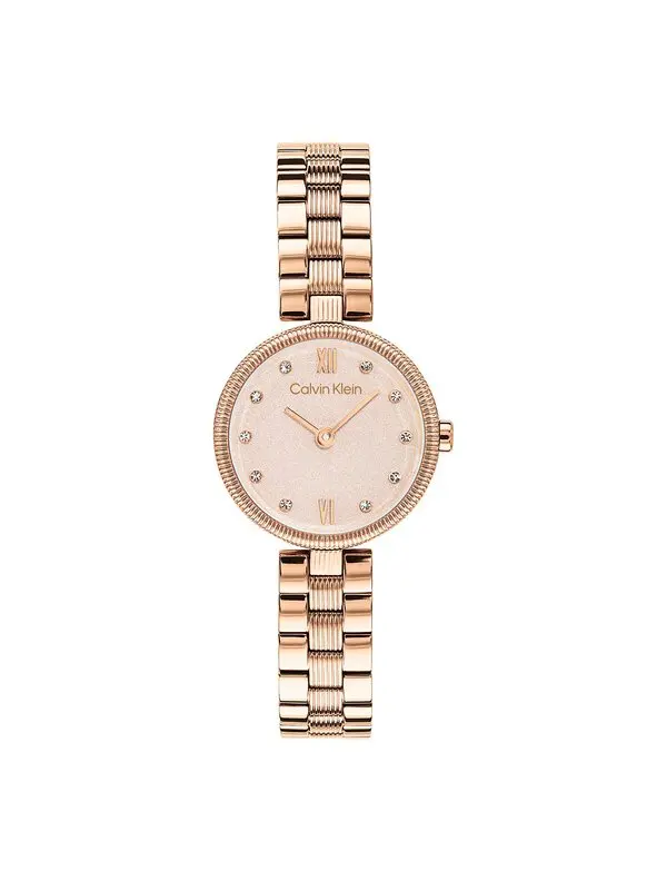 Calvin Klein Textured Bezel Shimmer Dial Watch - Blush
