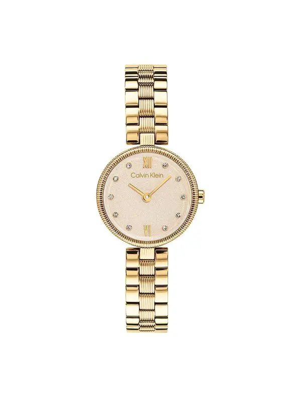 Calvin Klein Textured Bezel Shimmer Dial Watch - Gold